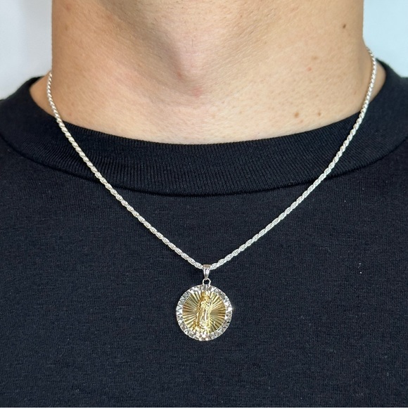 Accessories | Silver Chain Solid 925 Silver Rope Chain And Virgin Mary ...